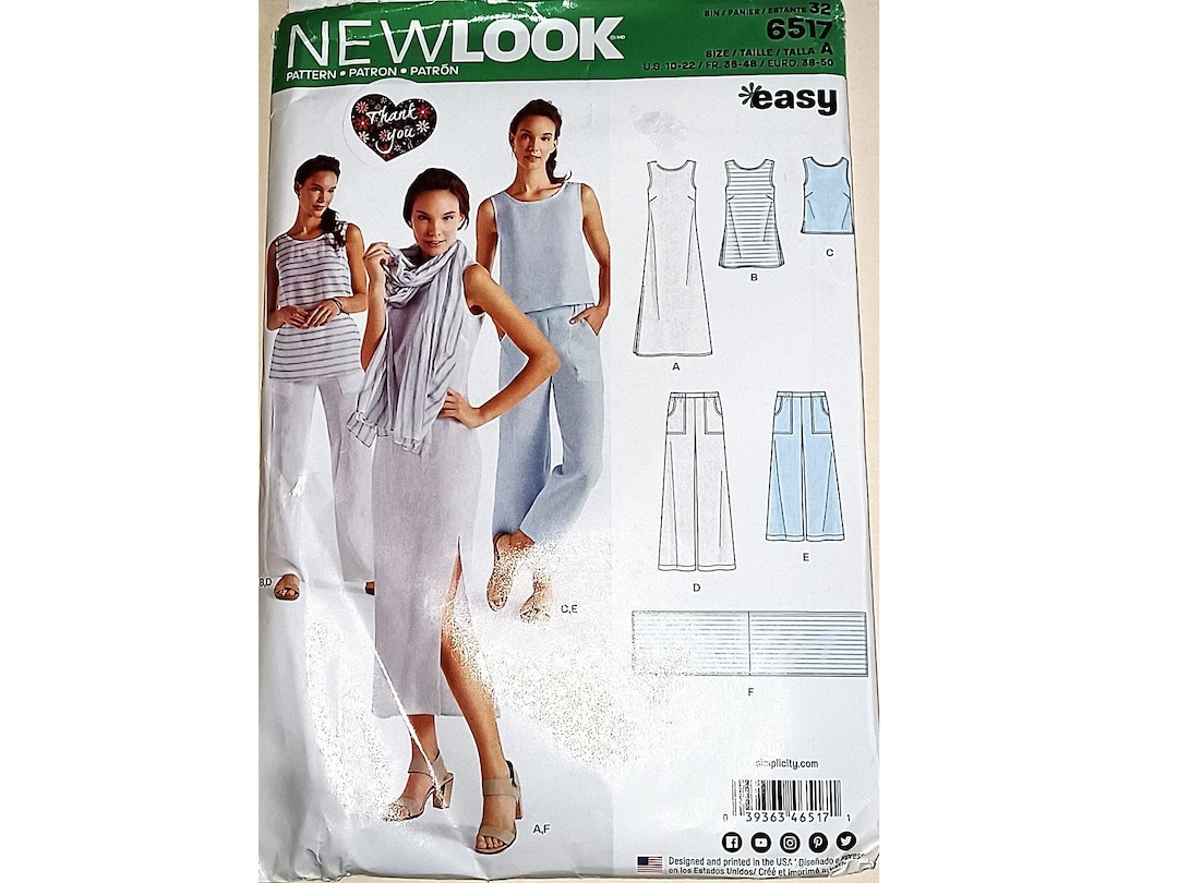 UNCUT New Look 6517 Summer Sun Beach Sleeveless Tunic Top - Etsy