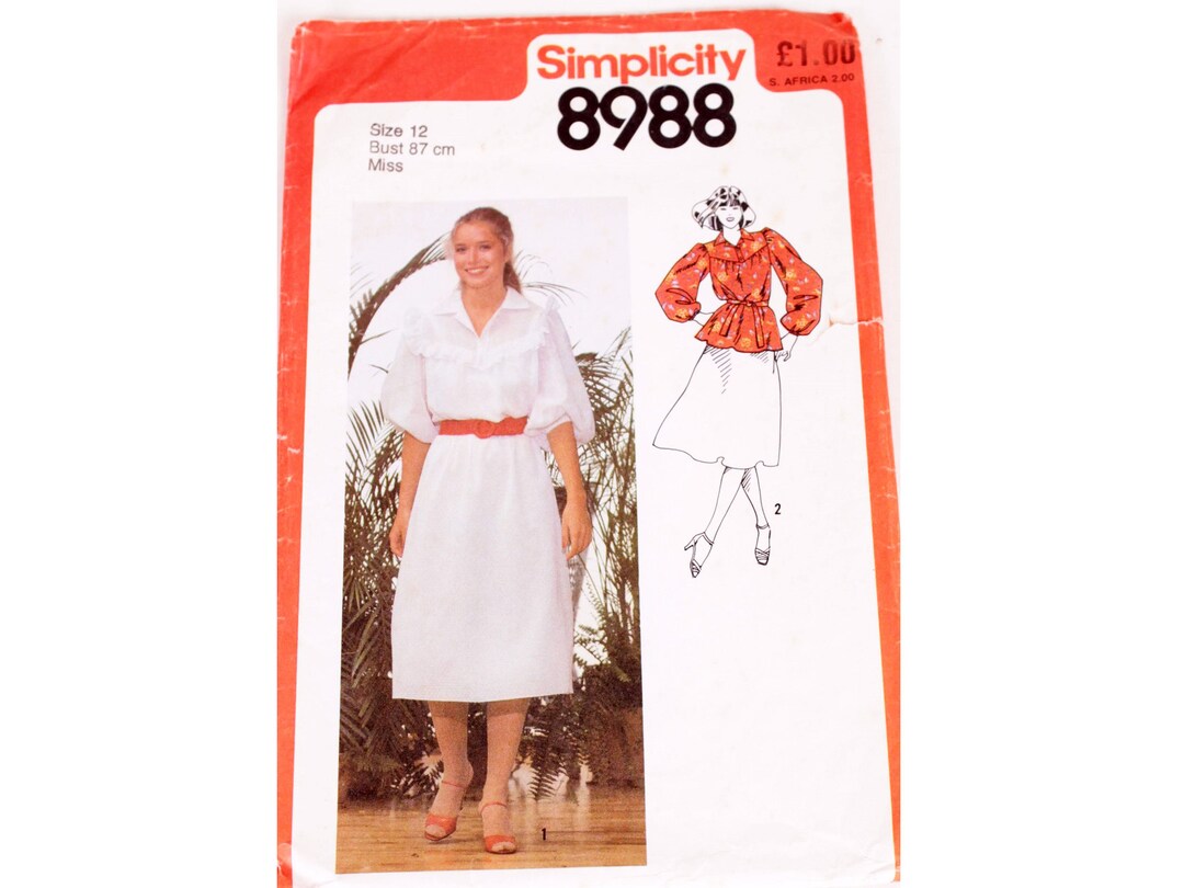 Rare Vintage 70's Simplicity 8988 Boho Prairie Ruffle Blouson Shirt ...