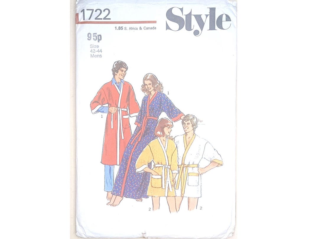 UNCUT Style 1722 Vintage Mens Unisex Collarless Kimono Wrap Dressing ...