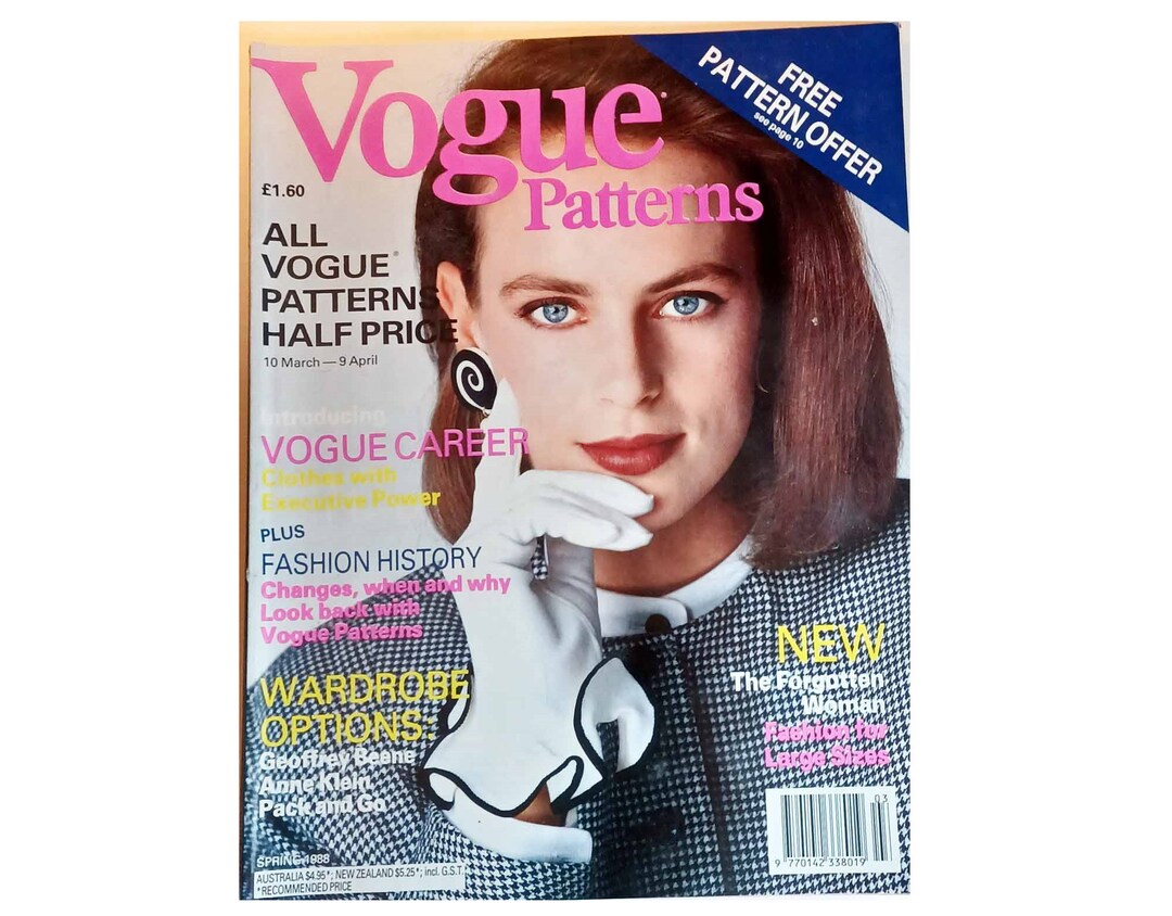 Vintage 1980's Vogue Pattern Book Magazine Spring 1988 Anne Klein 1900 ...