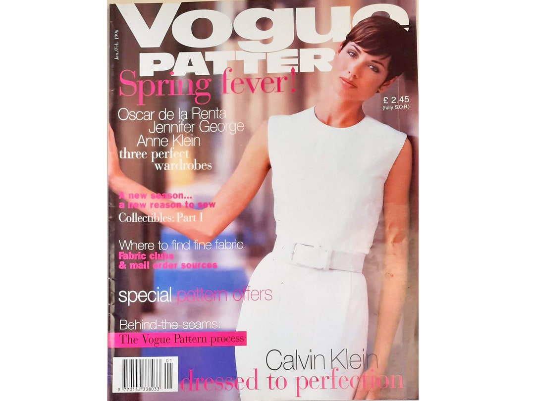 Vintage 1990's Vogue Pattern Magazine Spring January February 1996 ...