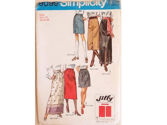 UNCUT Simplicity 9099 Wool Tweed Denim Corduroy Mini Mid Maxi Skirt 6 ...