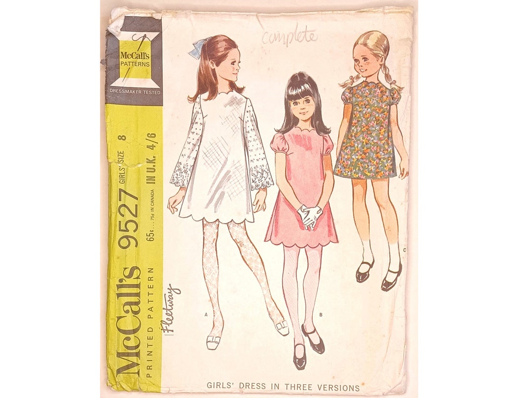 UNCUT Vintage 1960's Mccall's 9527 Super Cute Girls Summer Scallop Edge ...