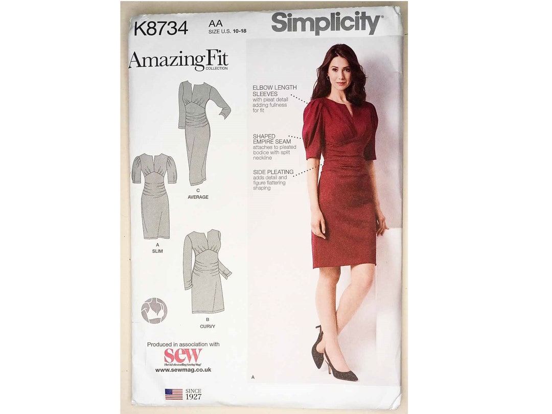 UNCUT Simplicity 8734 Amazing Fit 1930's / 40's Influenced Fitted Elbow ...