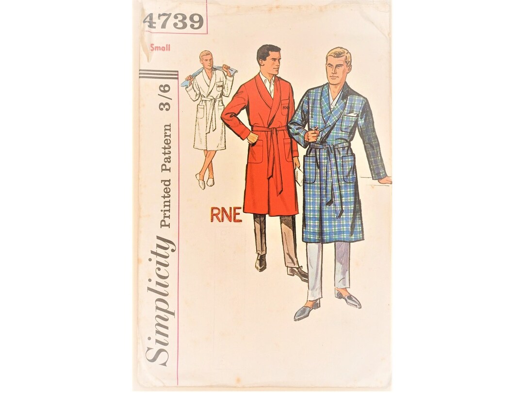 UNCUT Vintage 1960's Simplicity 4739 Men's Monogram Shawl Collar ...
