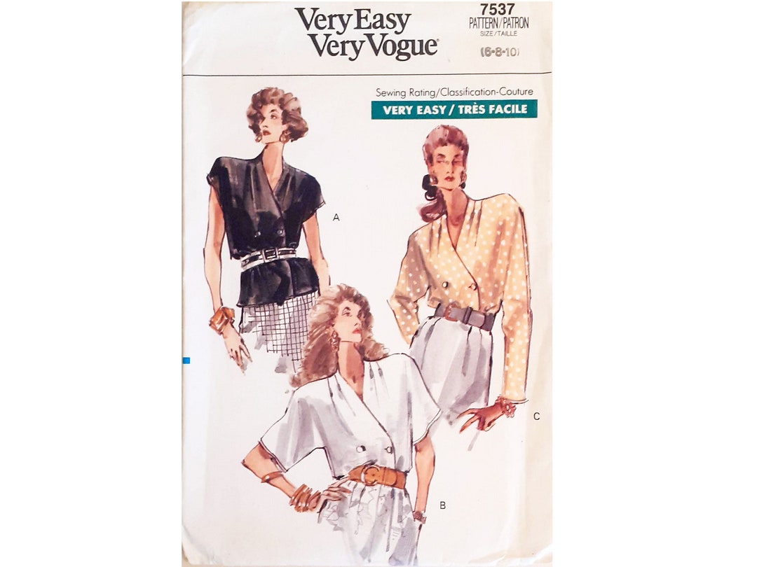 UNCUT Vintage Very Easy Very Vogue 7537 Summer Cap Short Long Sleeve V ...