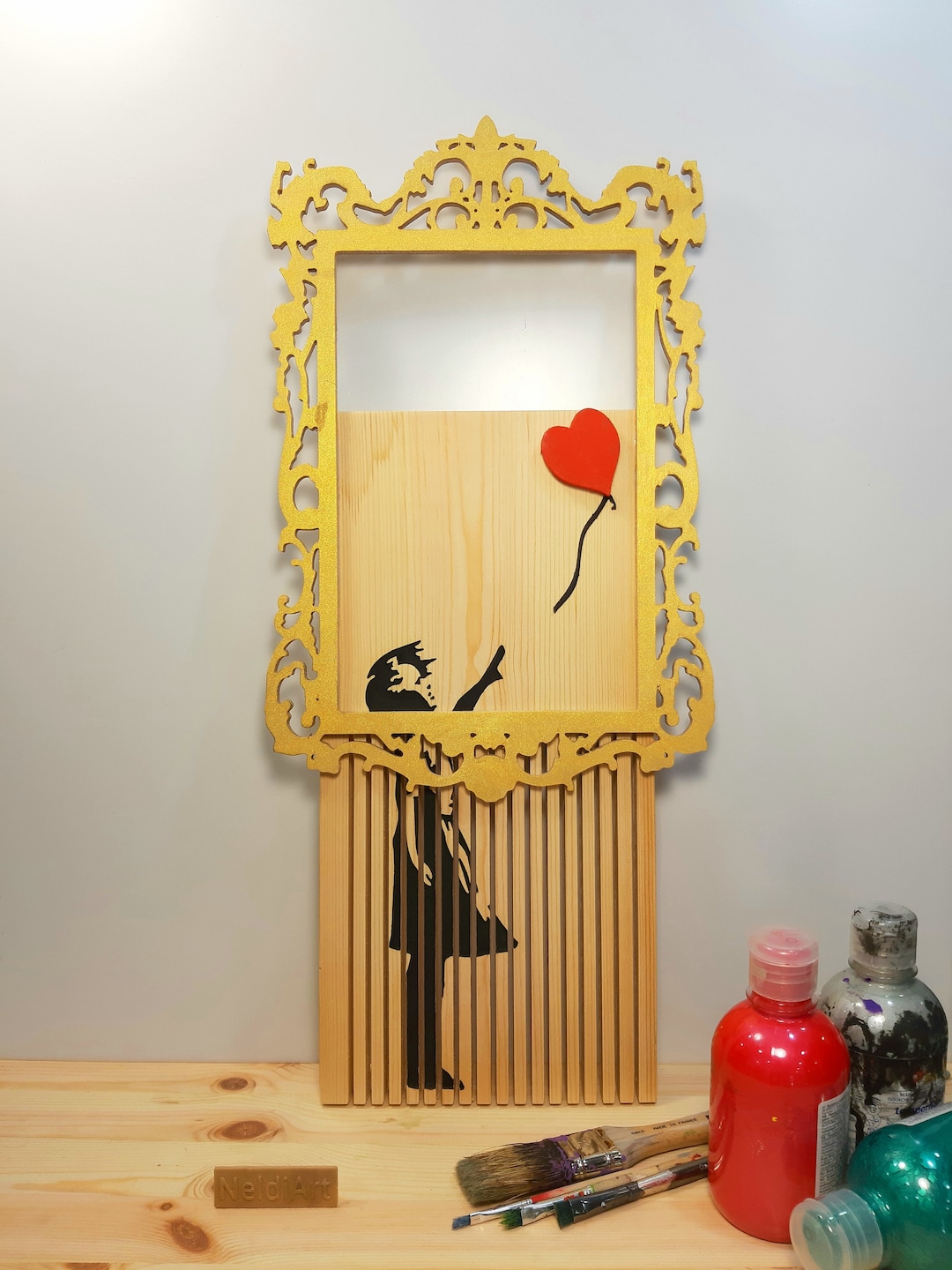 Love is in the Bin Shredded Banksy Balloon Girl - Banksy Wooden Art ...