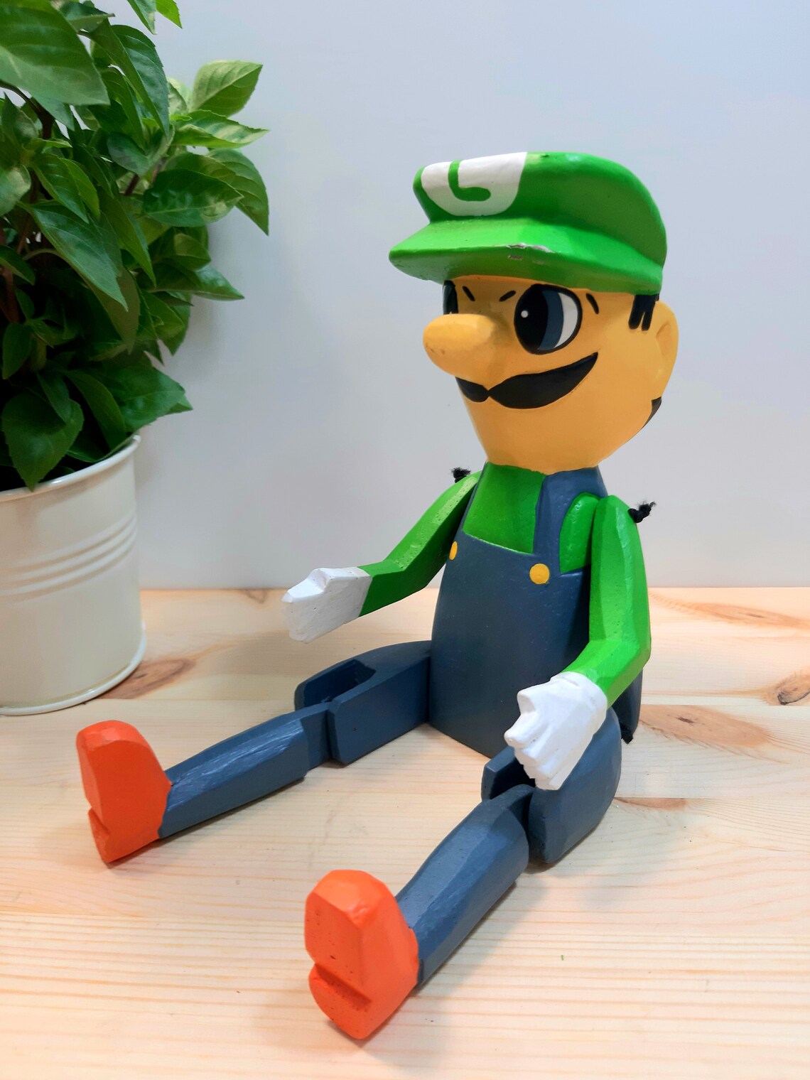 Luigi Puppet Super Mario Hand Painted Wooden Doll Funny - Etsy UK