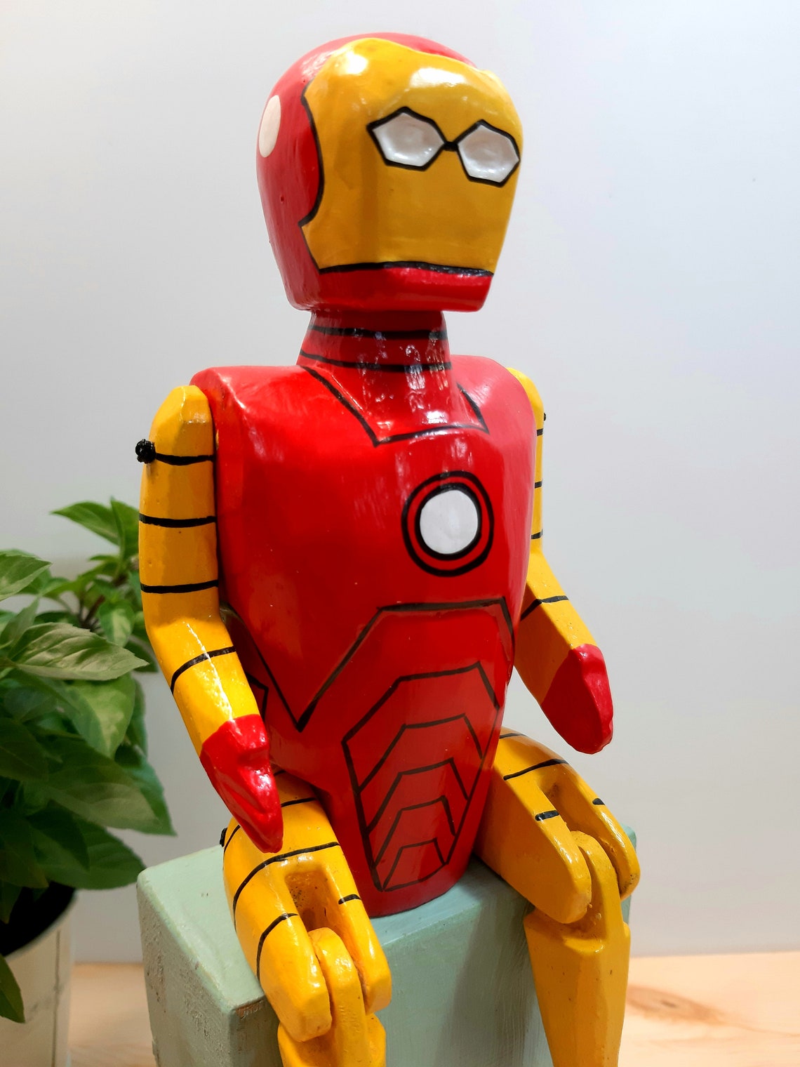 Wooden Iron Man Toy Hand Painted Marvel Iron Man Puppet | Etsy