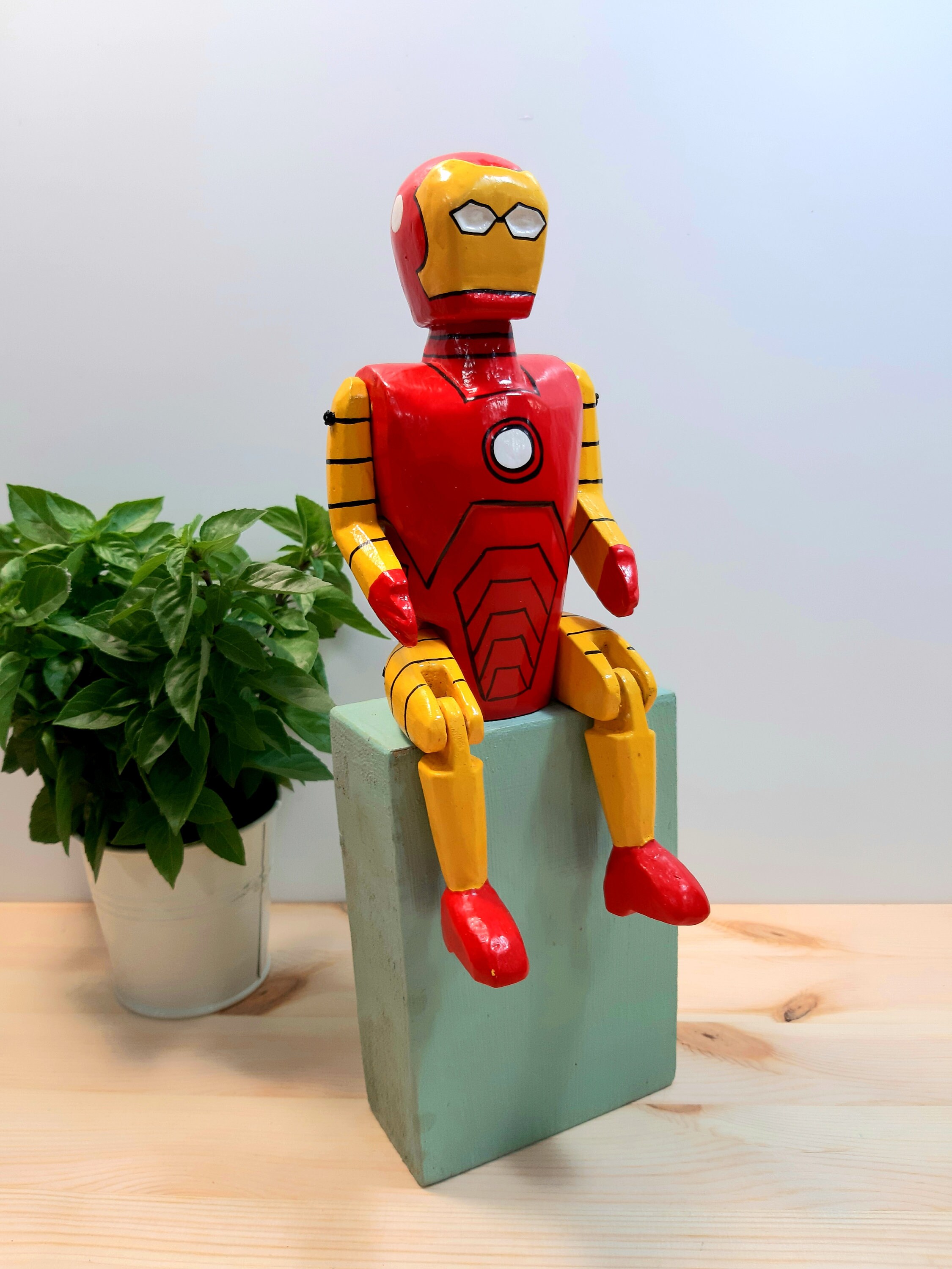 Wooden Iron Man Toy Hand Painted Marvel Iron Man Puppet | Etsy