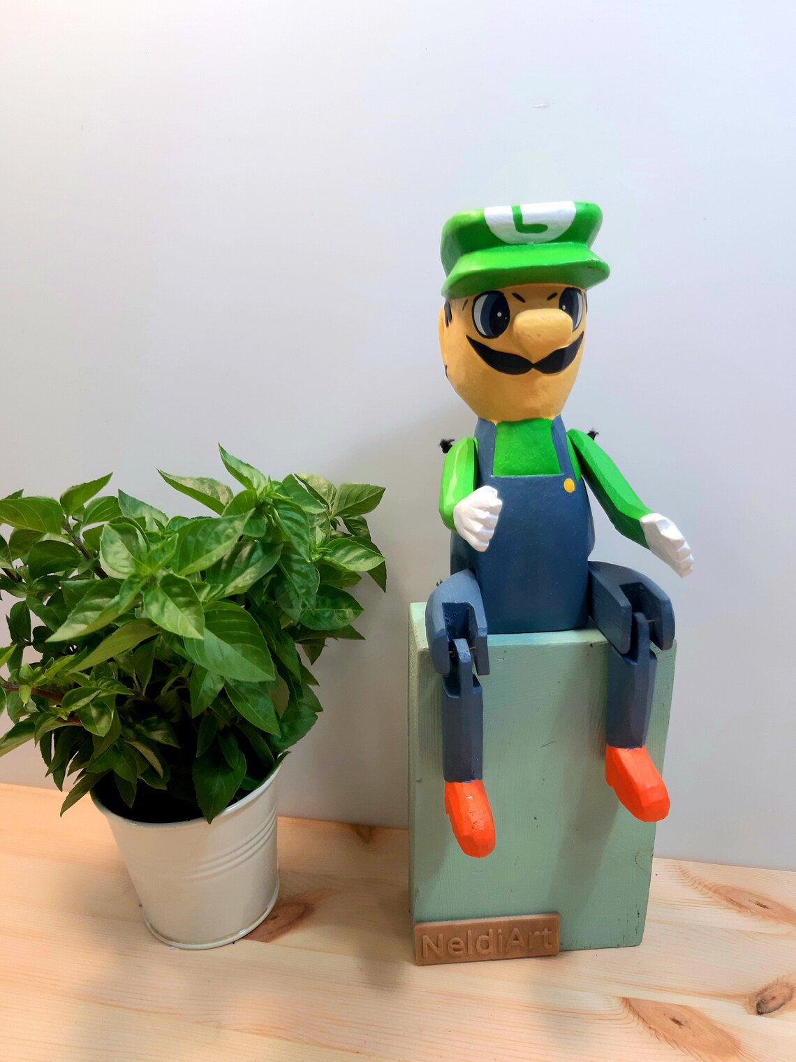 Luigi Puppet Super Mario Hand Painted Wooden Doll Funny | Etsy