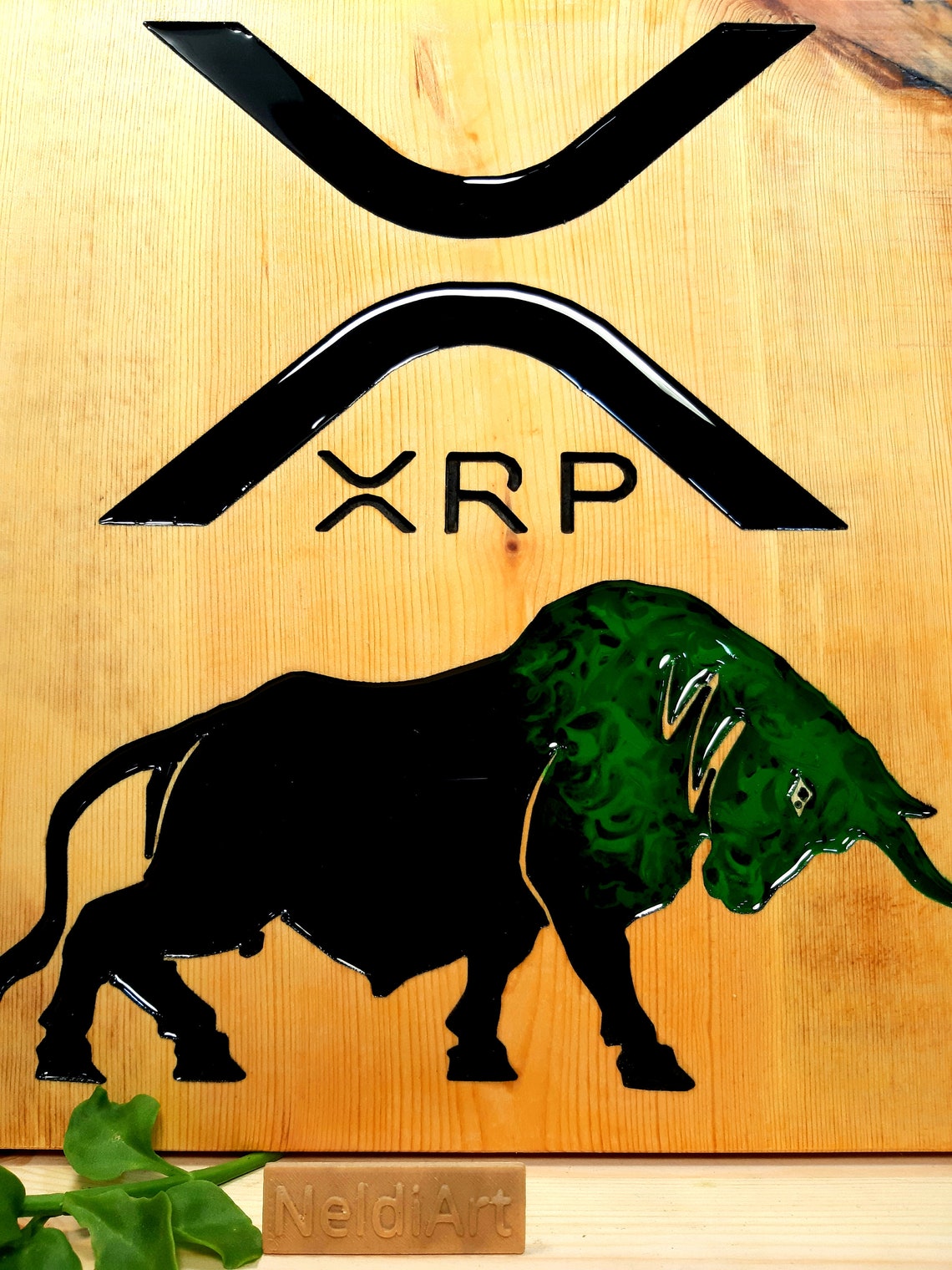 Cryptocurrency Art XRP Bull Wooden Resin Art Modern Wall - Etsy UK