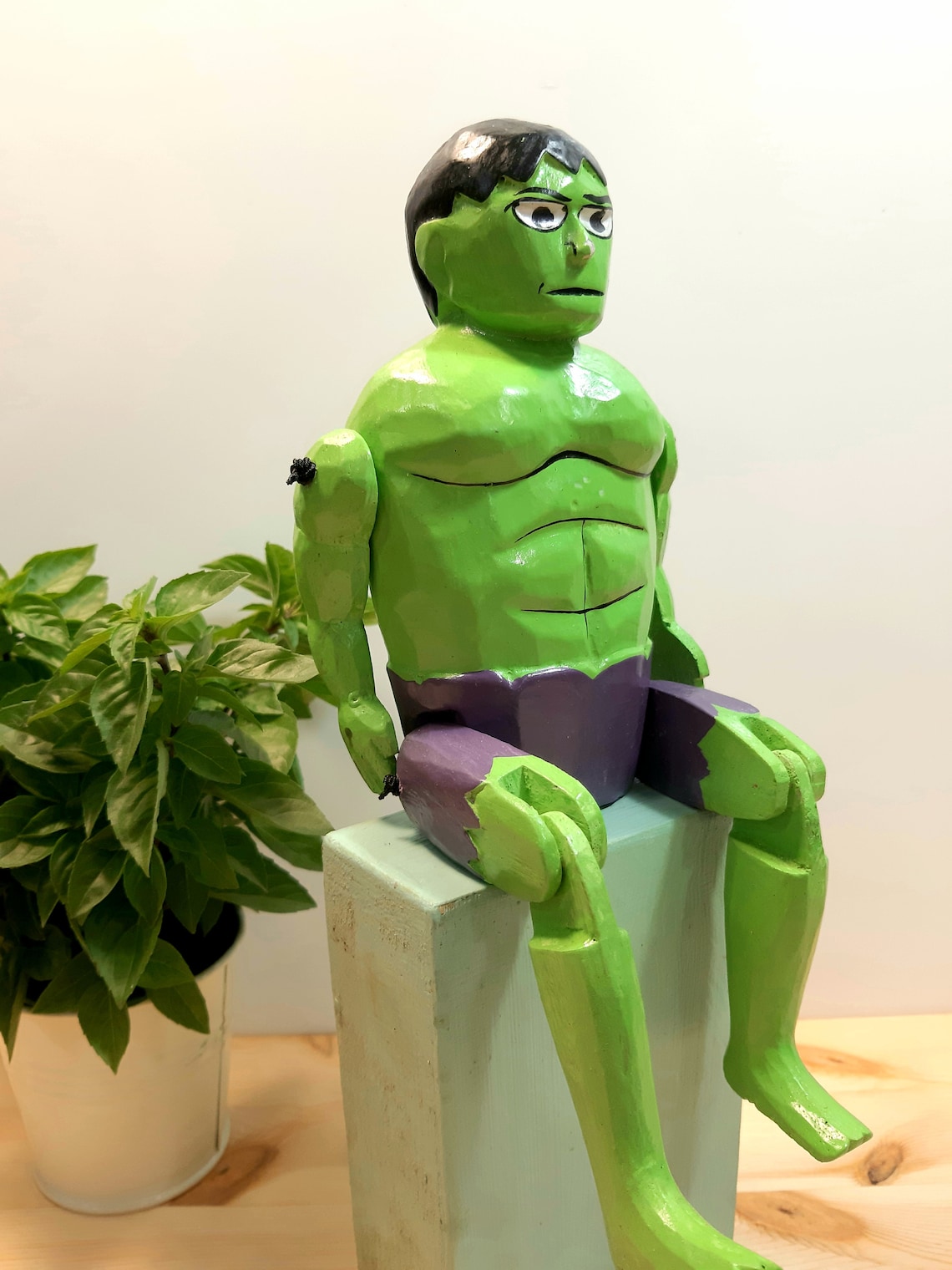 Wooden Hulk Toy Hand Painted Marvel Hulk Puppet Kids Room | Etsy