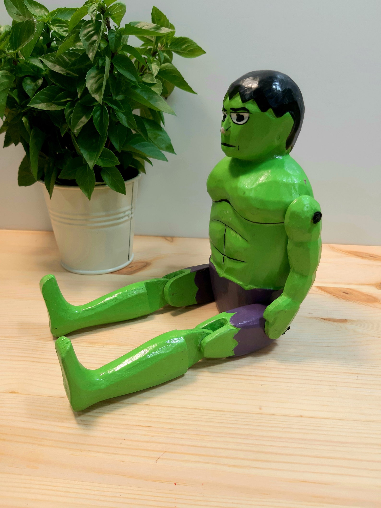 Wooden Hulk Toy Hand Painted Marvel Hulk Puppet Kids Room | Etsy
