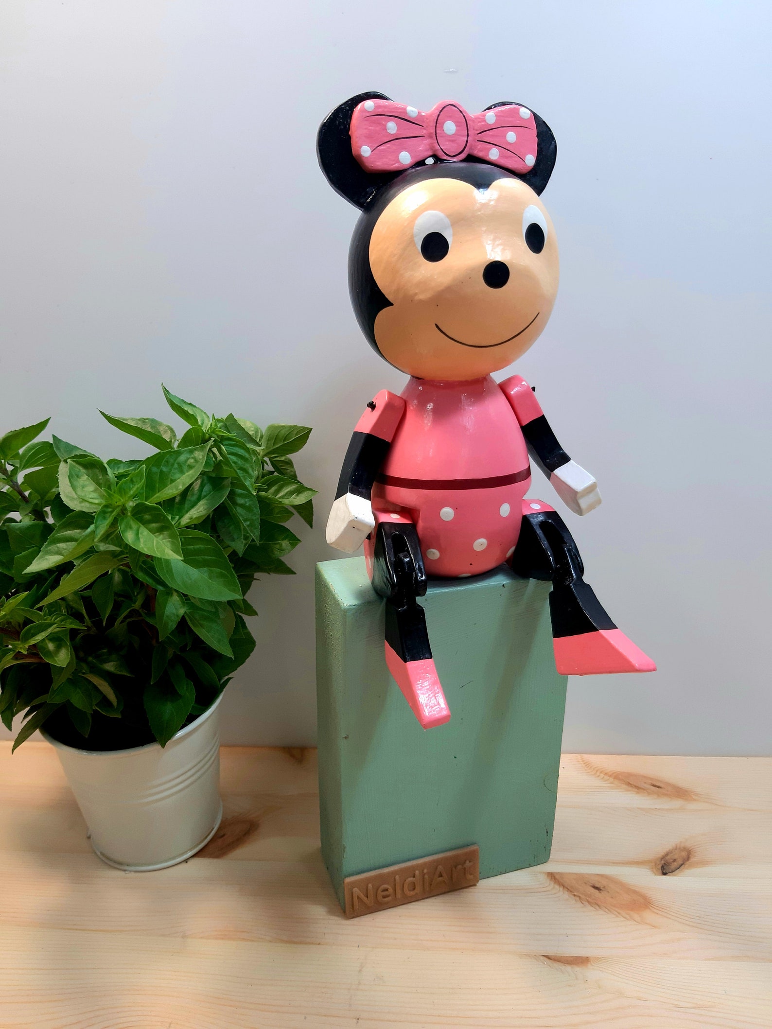 Minnie Mouse Puppet Hand Painted Wooden Doll Funny Gifts | Etsy