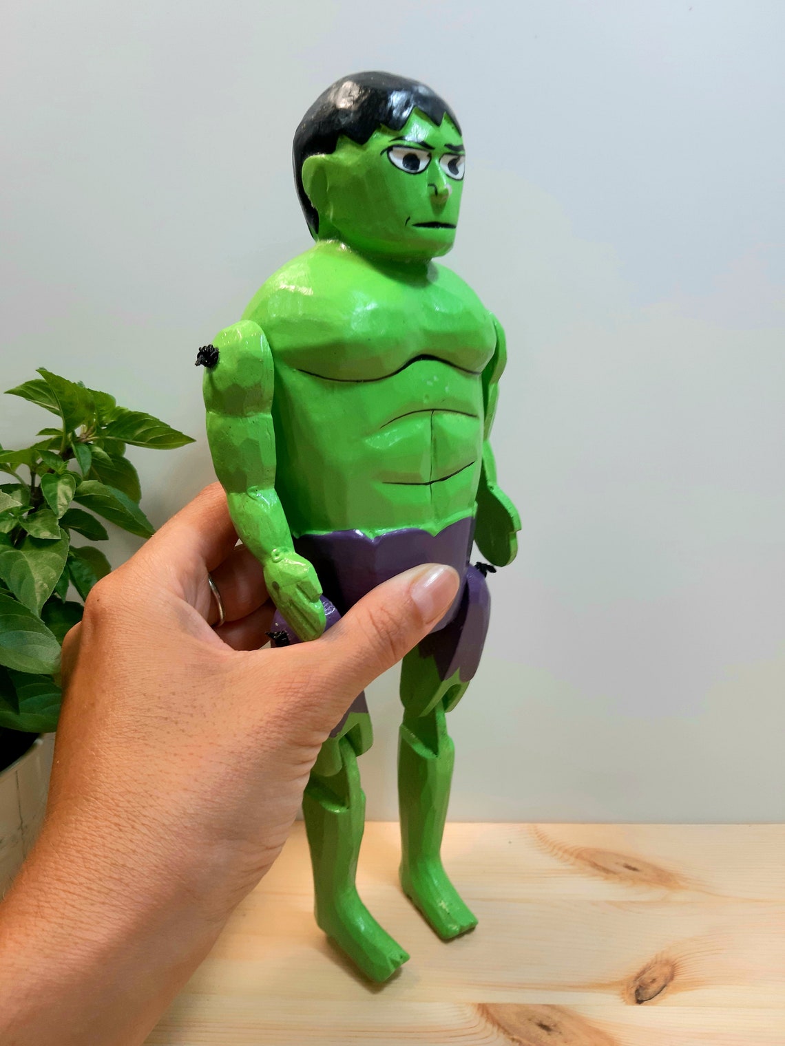 Wooden Hulk Toy Hand Painted Marvel Hulk Puppet Kids Room | Etsy