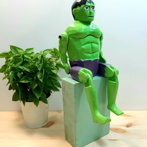 Wooden Hulk Toy Hand Painted Marvel Hulk Puppet Kids Room Decor Toddler ...