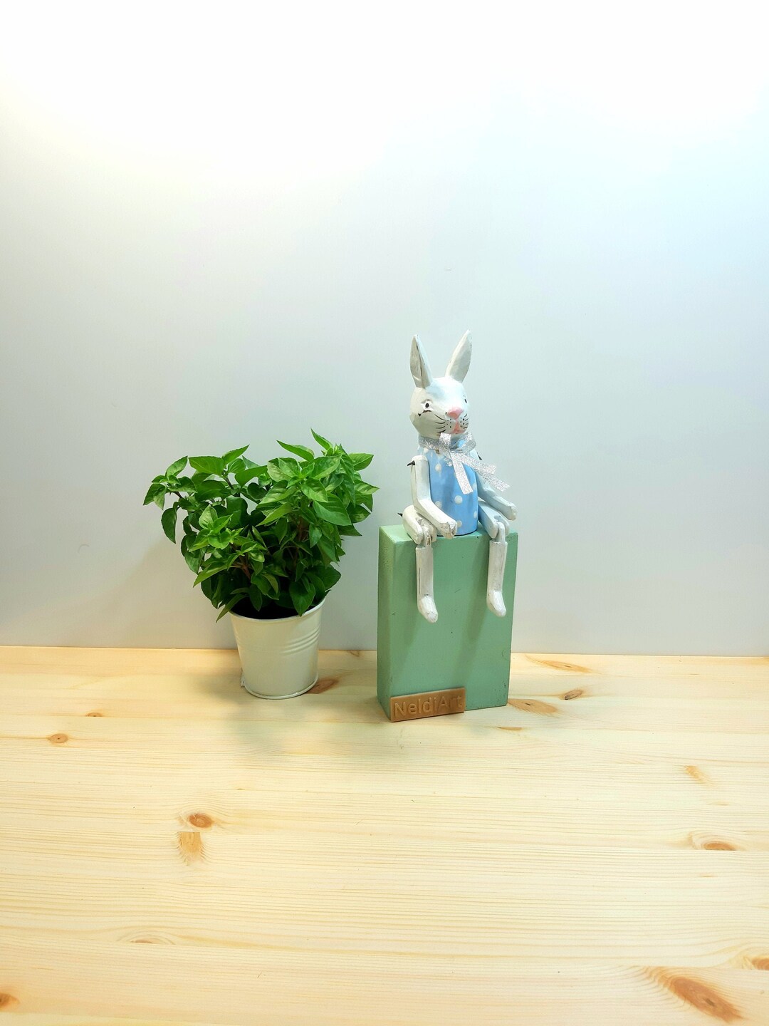 Rabbit Polka Dot Puppet - Hand Painted Wooden Doll - Kids Room Decor ...