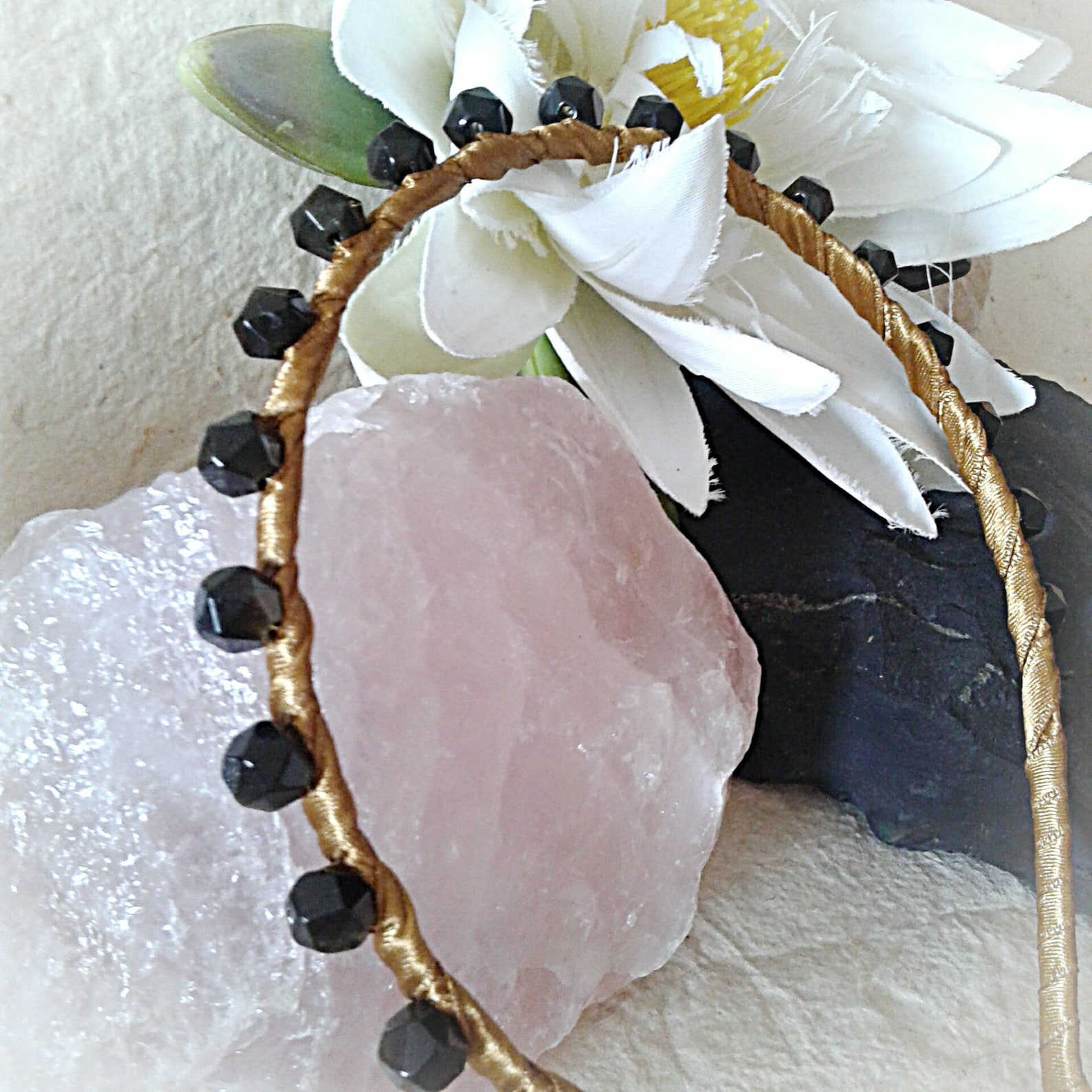 Golden Obsidian Diadem. Crystal Crown. Golden Obsidian Crown. - Etsy