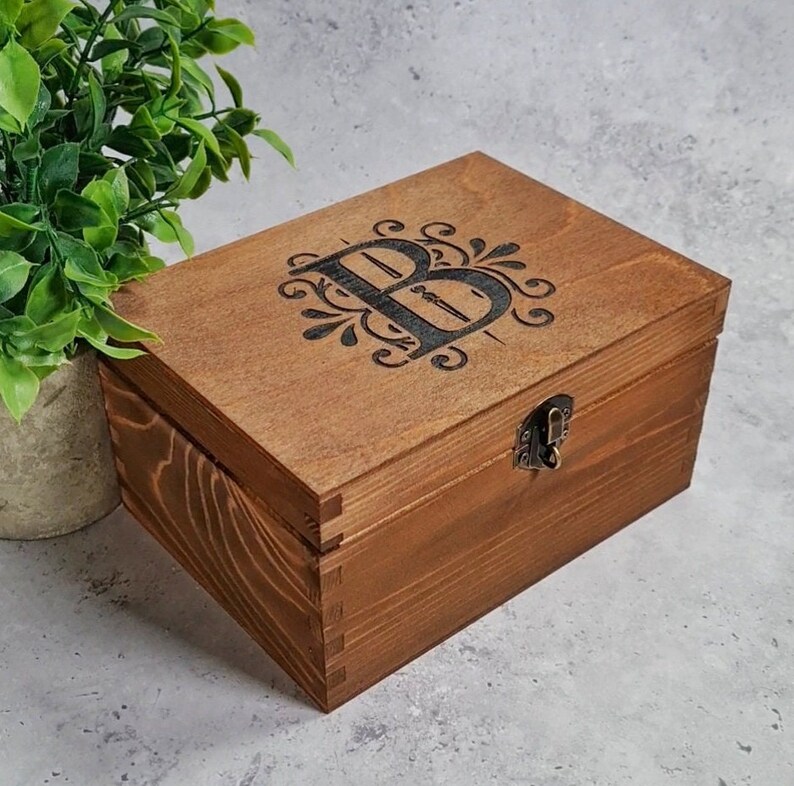 Personalised Monogram Box Engraved Initial Wooden Box Pine - Etsy