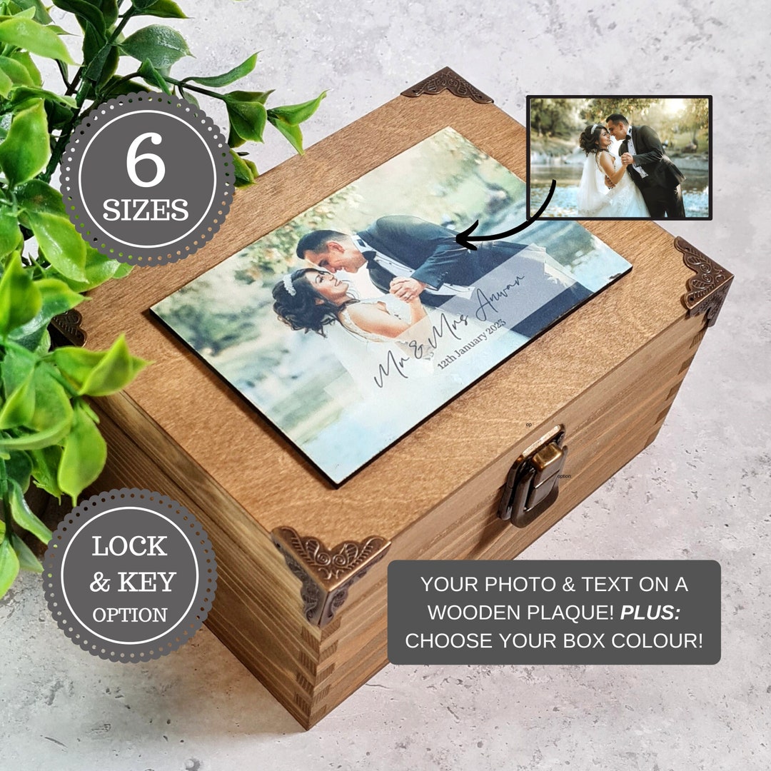 Couples Photo Anniversary Memory Box - Personalised Wood Wedding ...