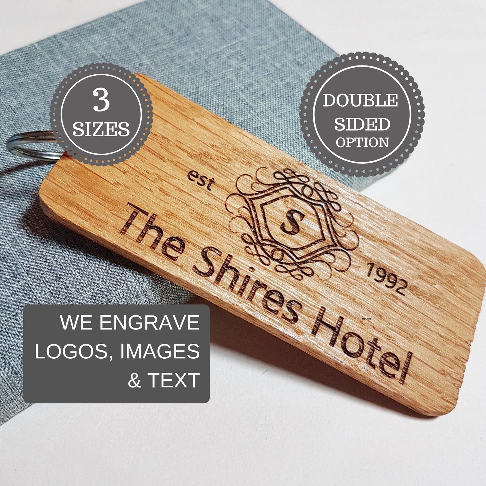 Personalised Large Wooden Keyring Custom Text Keychain - Etsy