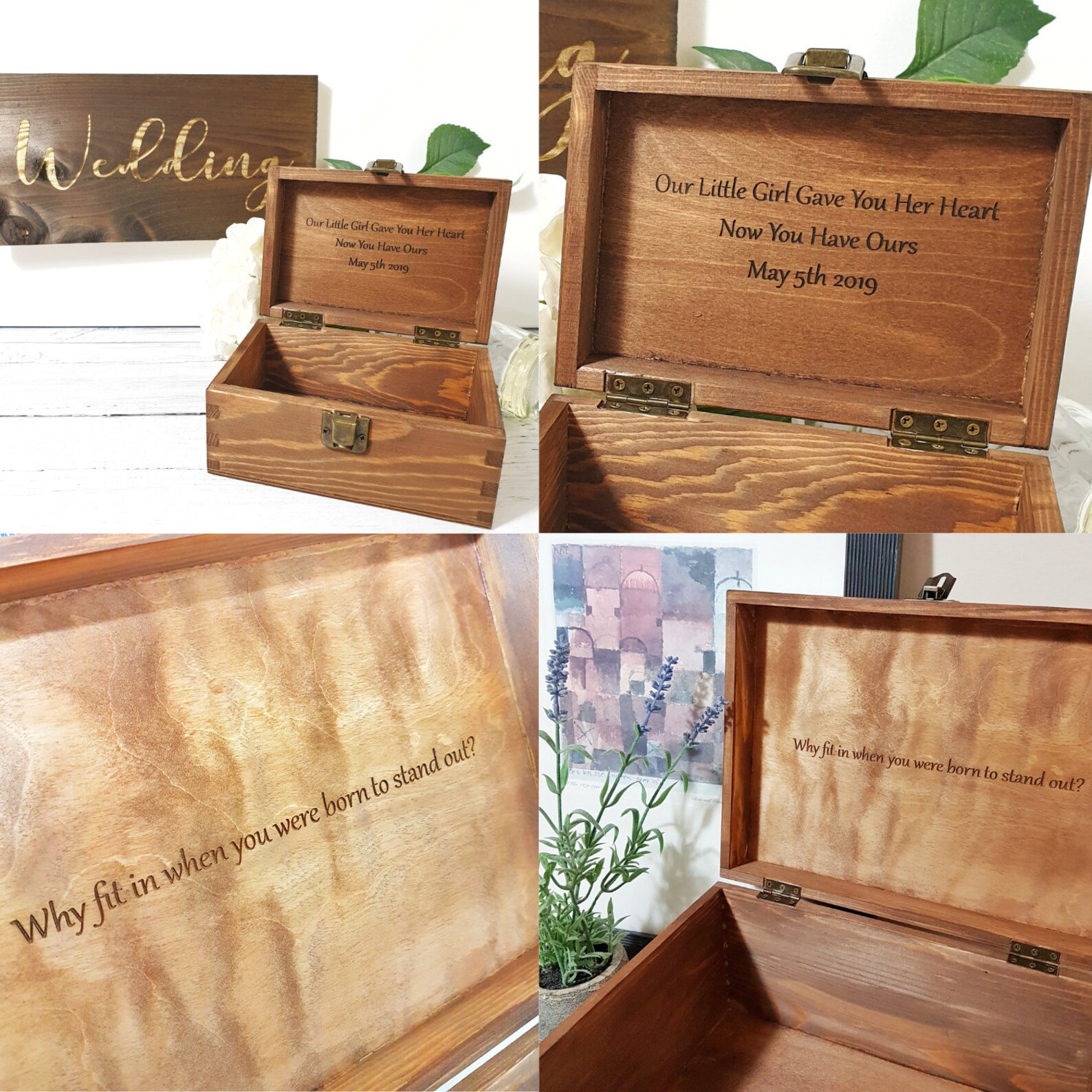 Personalised Monogram Box Engraved Initial Wooden Box Pine Wood ...