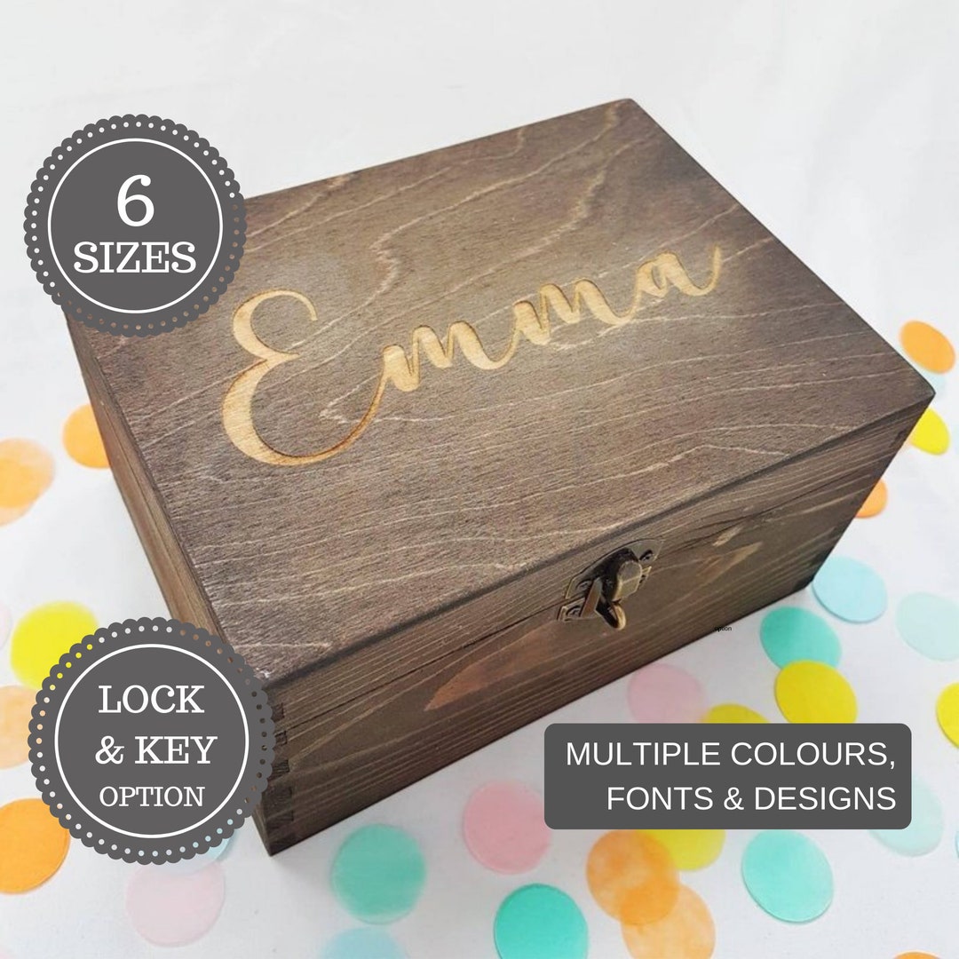 Engraved Name Box - Personalised Wooden Box - Keepsake Memory Box ...