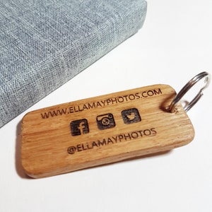 Personalised Business Name Keyring - Social Media Handle Keychain ...