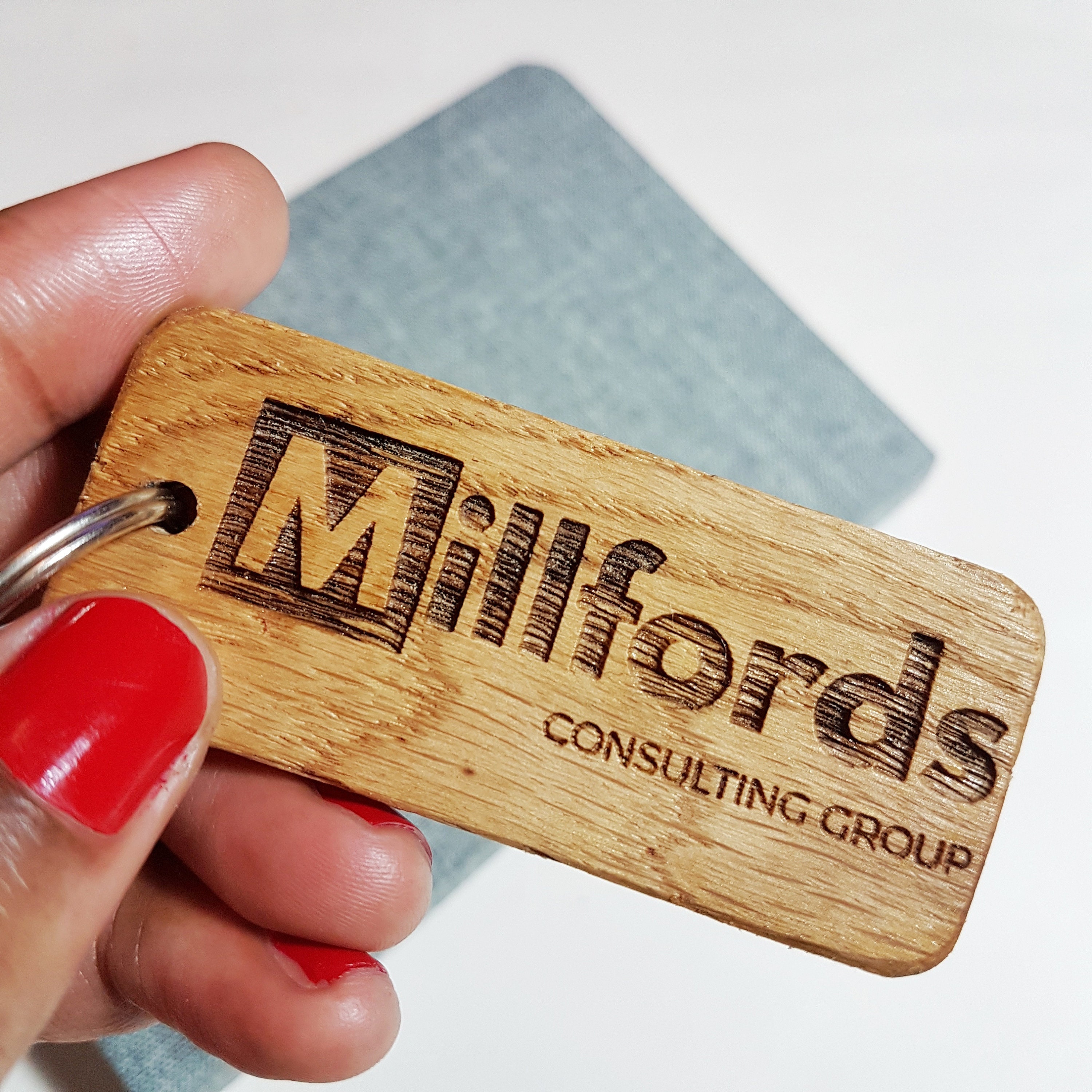 Wooden Logo Keychain Personalised Company Name Keyring - Etsy UK