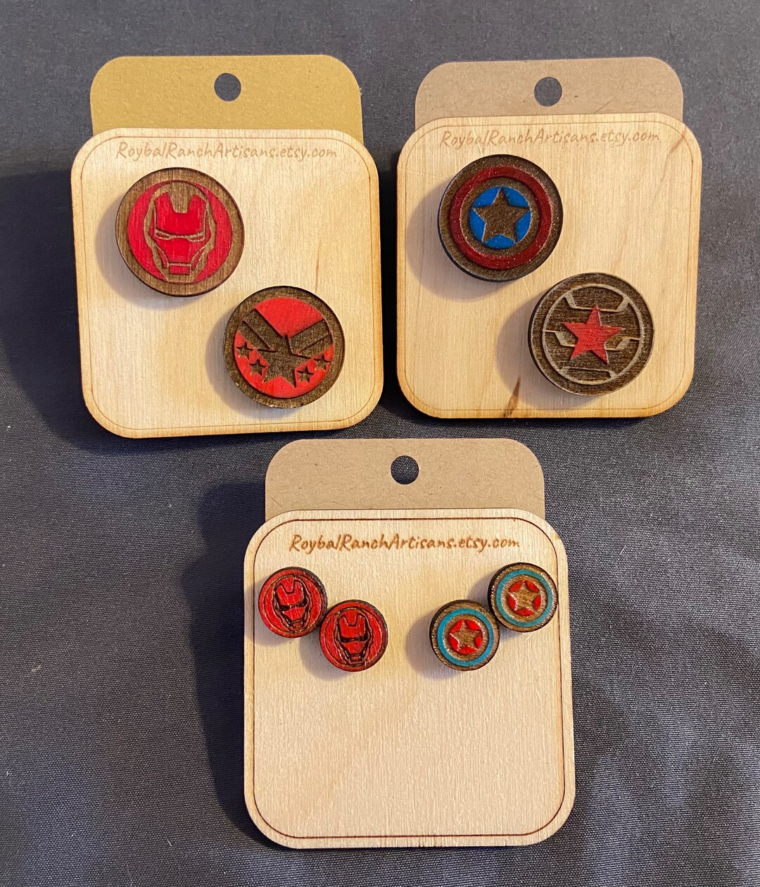 Iron Man and Captain America Pins and Earrings - Etsy