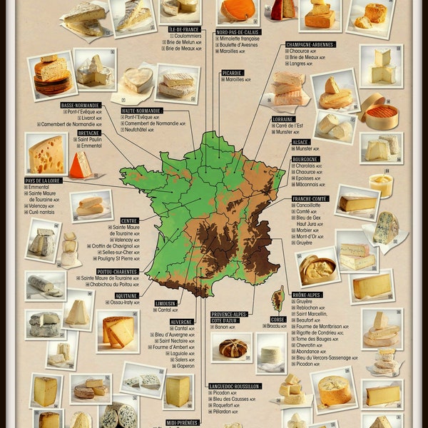French Cheese Map Print - Etsy