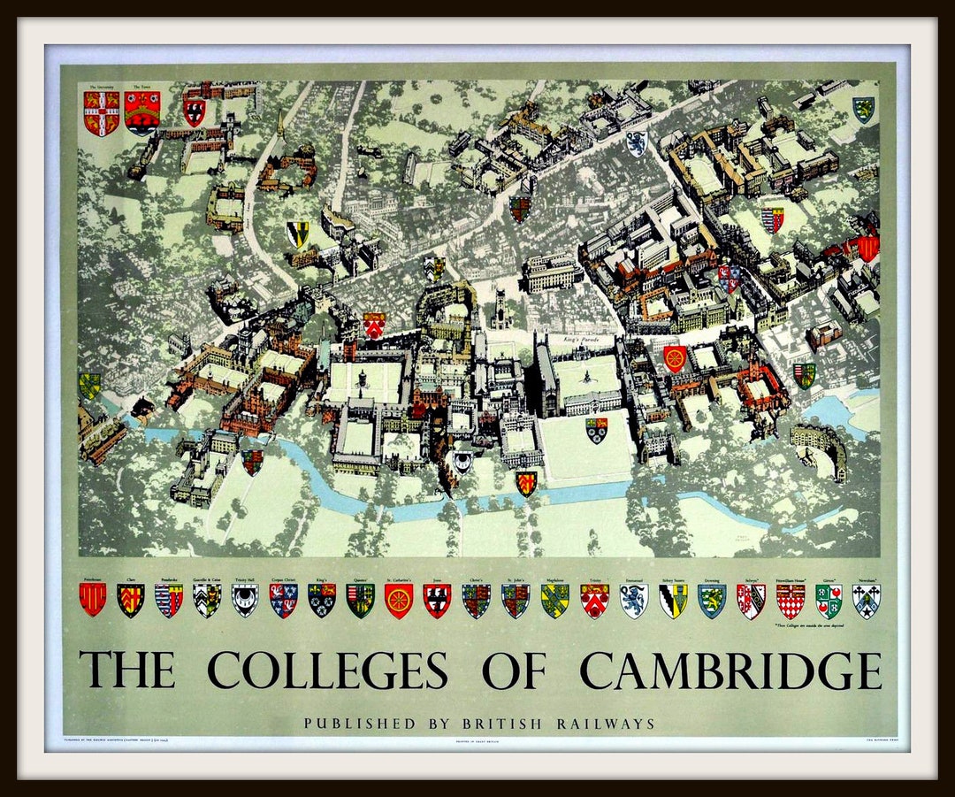 Cambridge University Colleges 1950s Art Poster Print - Etsy