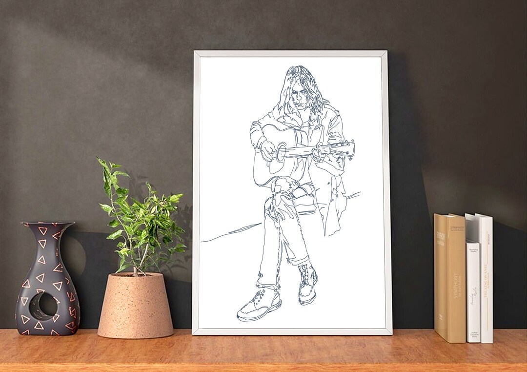 Neil Young Zeichnung Print A3 Line Minimal - Etsy.de