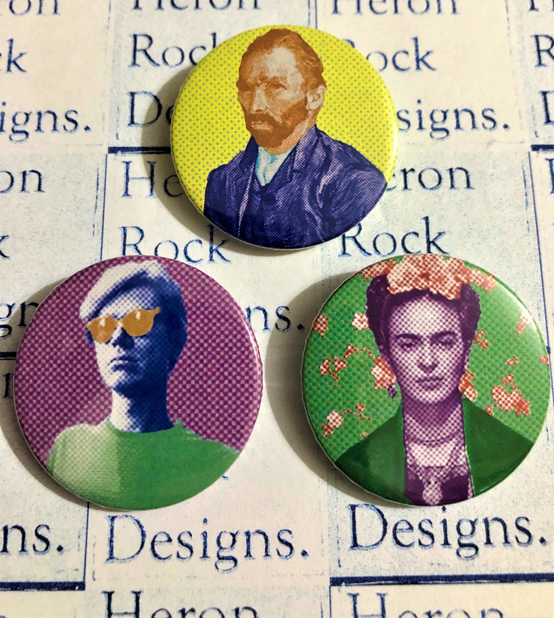 Frida Kahlo / Vincent Van Gogh / Andy Warhol Artist Badges Pins - Etsy UK
