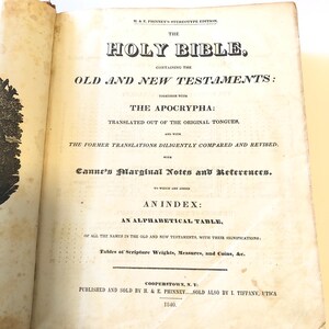 Antique Phinney Bible 1840 Leather Collectible Large Bible With the ...