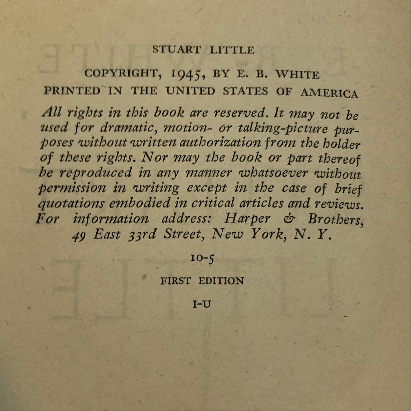 Stuart Little by E.B. White First Edition 1945 - Etsy