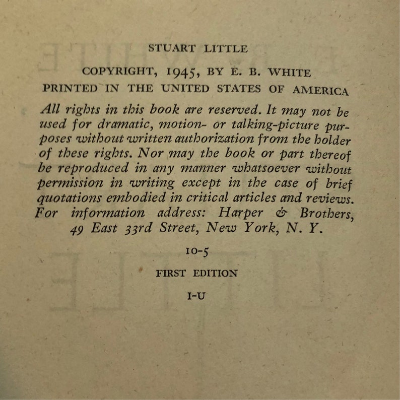 Stuart Little by E.B. White First Edition 1945 - Etsy