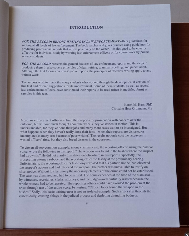 For the Record Report Writing in Law Enforcement Sixth Edition by Karen ...