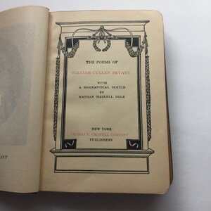 Bryant's Poems William Cullen Bryant 1893 - Etsy
