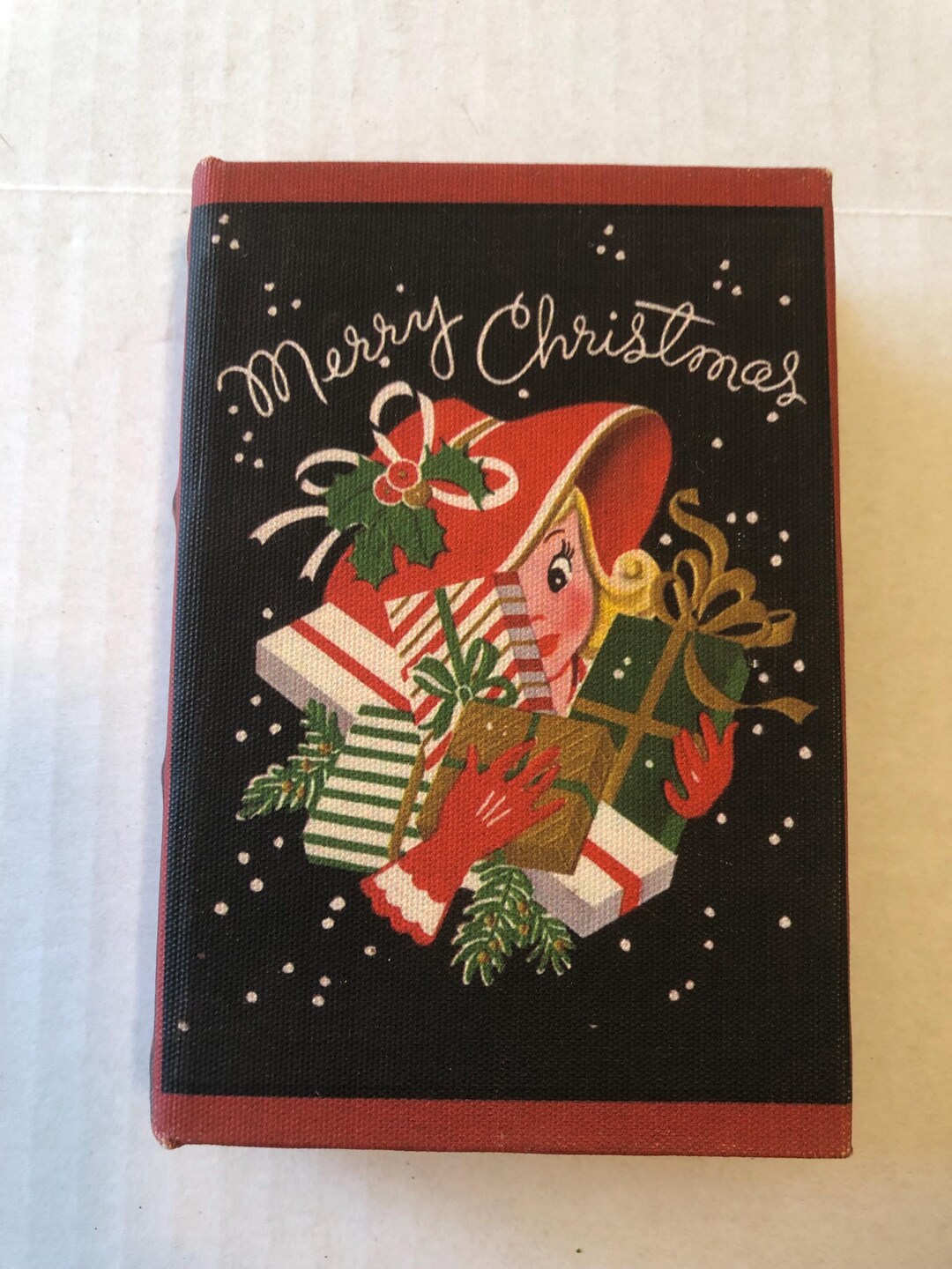 Small Christmas Wooden Book Box Home Decor Faux Antique Book Decorative ...
