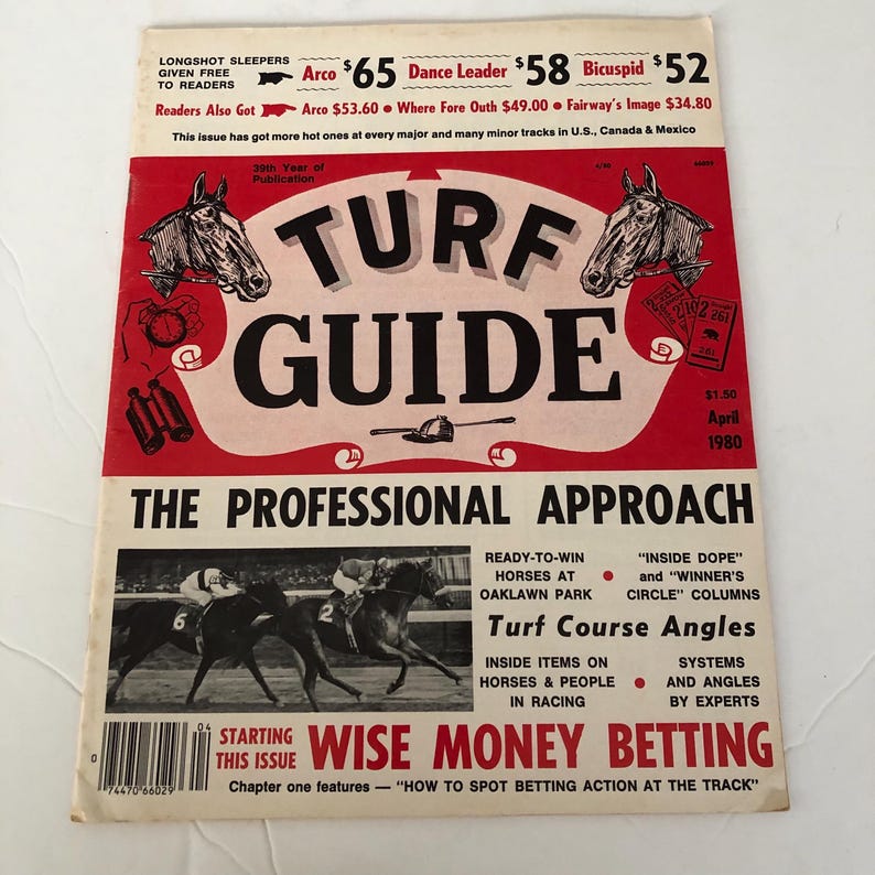 Turf Guide 1980 Vintage Horse Racing Magazine Home Decor Gaming - Etsy