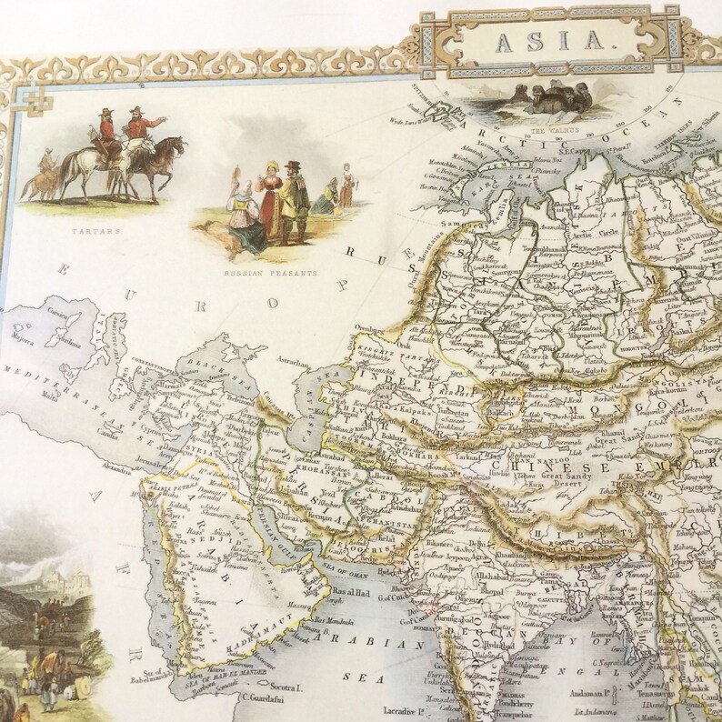 Asia Map Antique Map Art Print 1800's Archival - Etsy