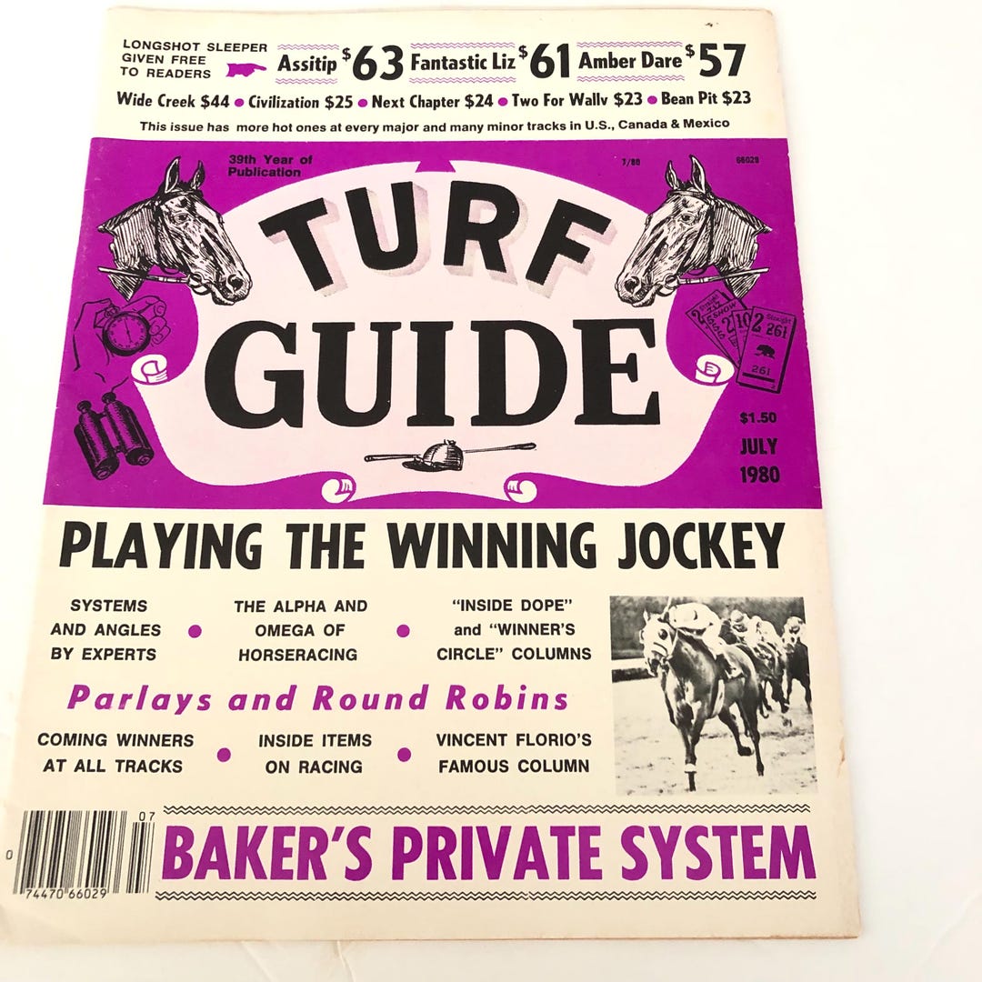 Turf Guide 1980 Vintage Horse Racing Magazine Home Decor Gaming - Etsy