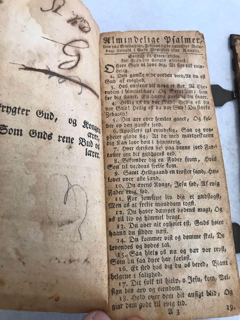 Almindelige Psalmer Danish Religious Prayer Book 1798 | Etsy