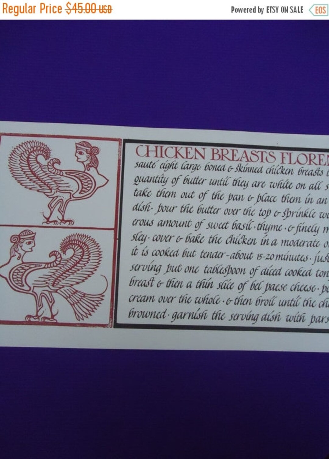 Alice Waters Color Vintage Lithograph Recipe David Lance Goines Chicken ...