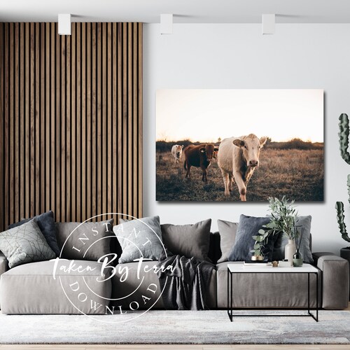 Cow Print Rustic Farmhouse Kitchen Decor Cow Wall Art - Etsy