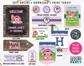 Farm Printable Party Kit Includes Invites and Decorations in | Etsy