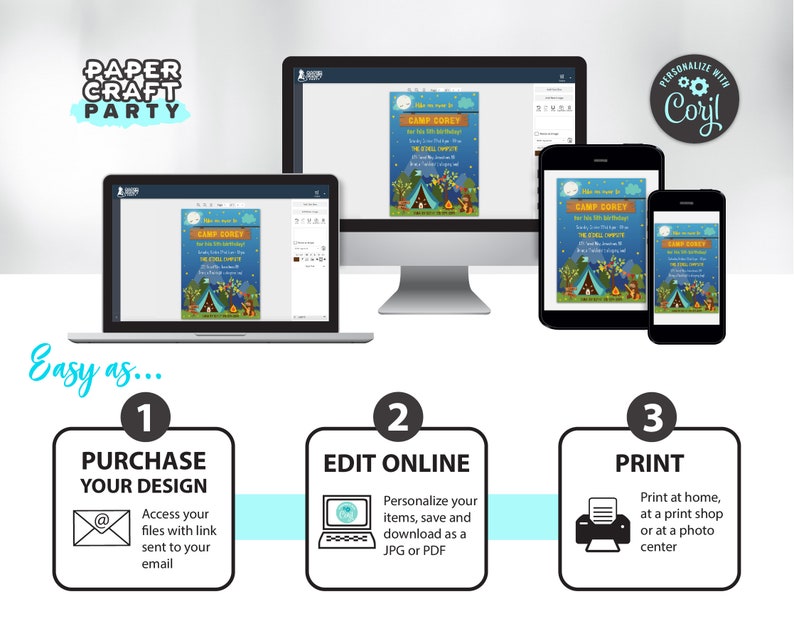 Camping Party Drink Labels, Printable Birthday Water Bottle Wrappers ...