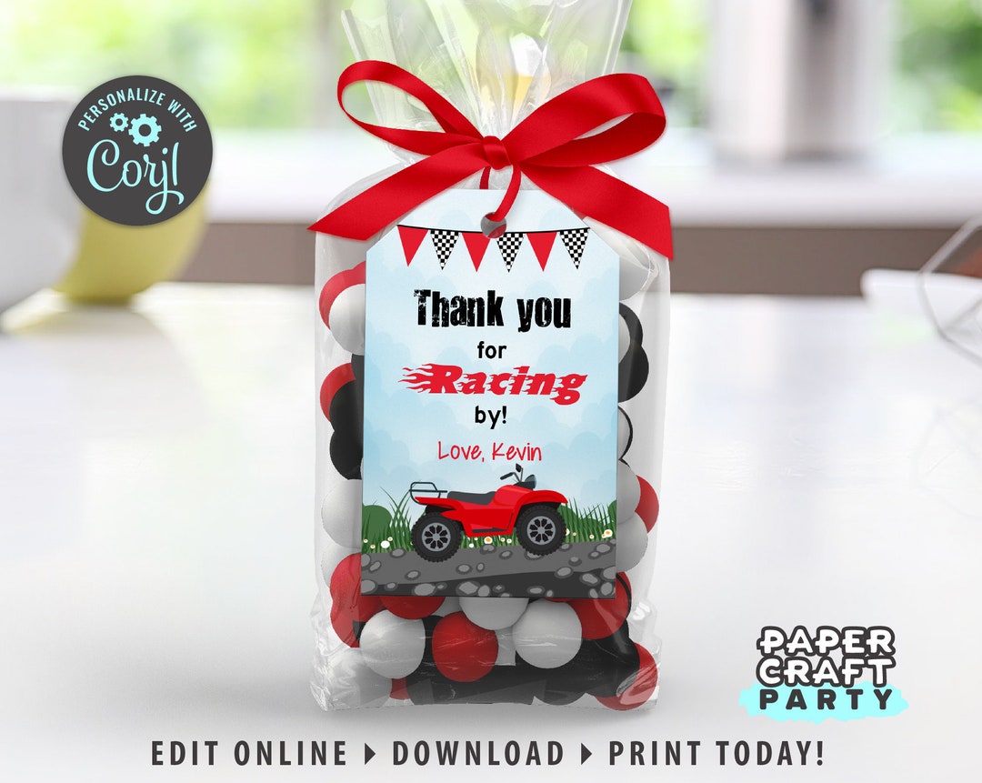 ATV Printable Gift Tags, RED ATV, Hanging Tags, Edit Online + Download ...